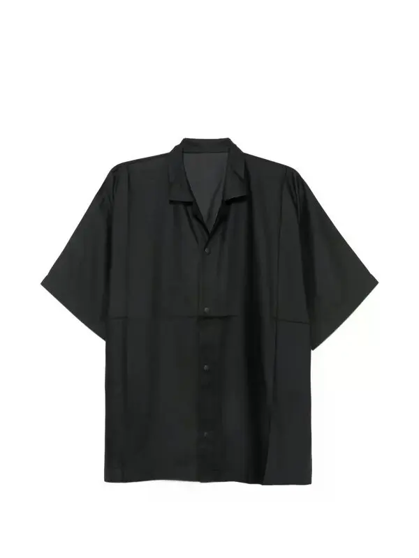 Issey Miyake Short-sleeve Notched-collar Shirt - Black