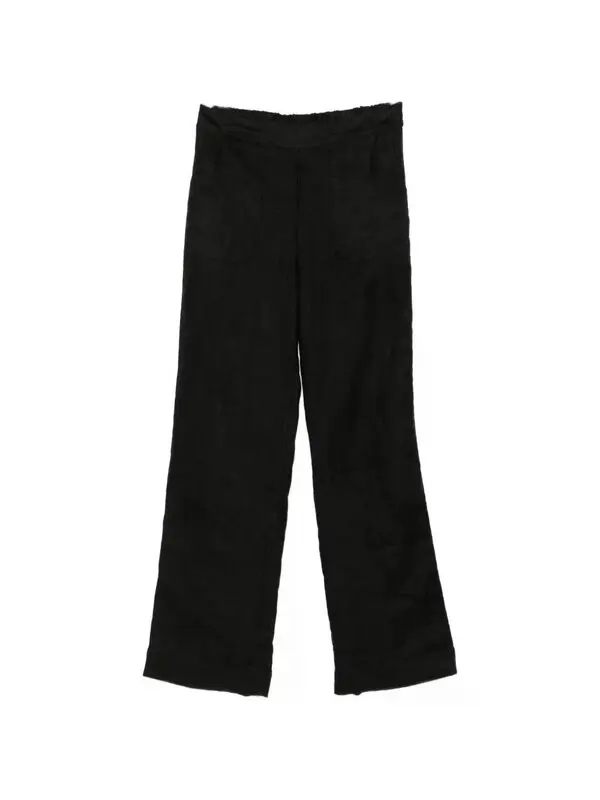 MAISON123 Terry Wide-leg Linen Trousers - Black