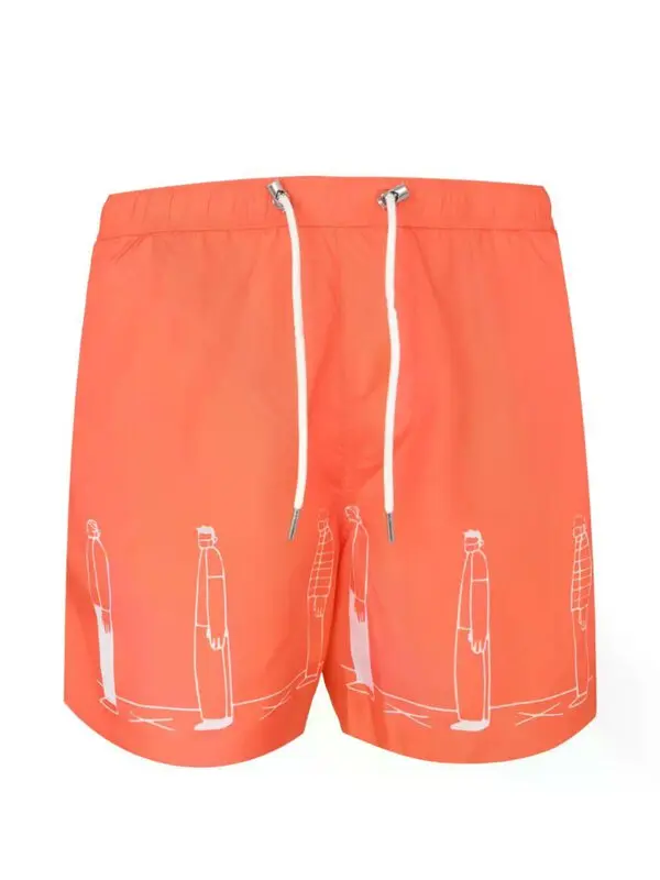 EXIT SOCIETY Graphic-print Drawstring Swim Shorts