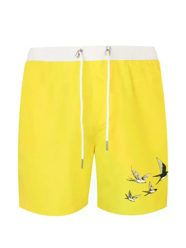 EXIT SOCIETY Bird-print Drawstring Swim Shorts