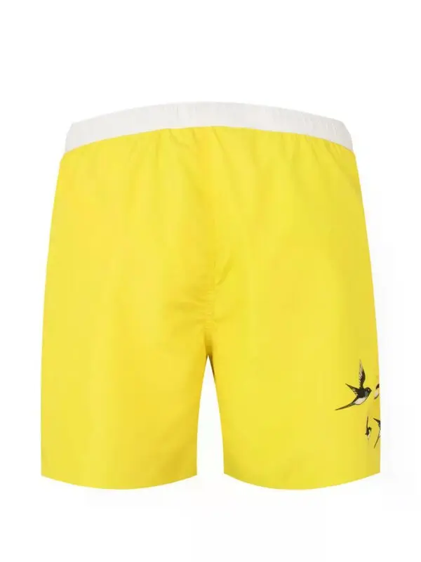 EXIT SOCIETY Bird-print Drawstring Swim Shorts