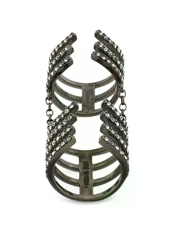 Federica Tosi Crystal-embellished Chain-link Ring - Grey