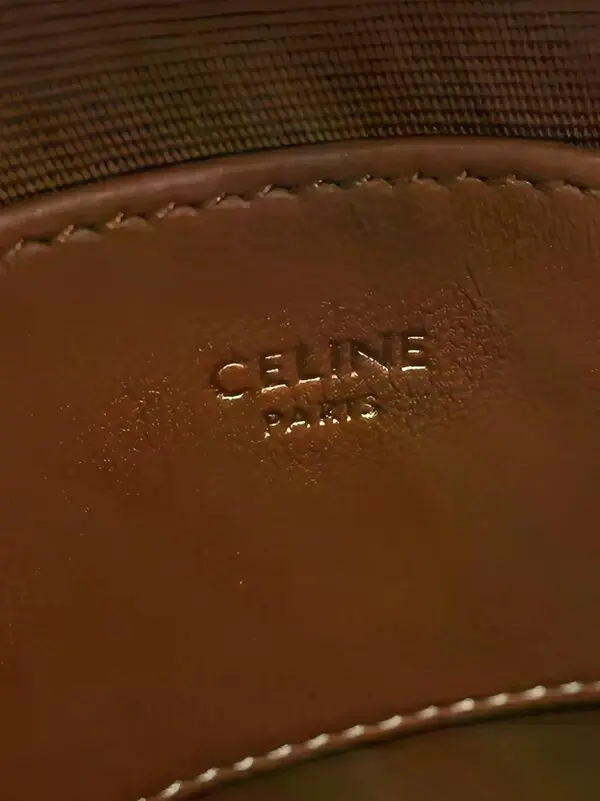 Celine Triomphe Coated Canvas Embroidered Round Crossbody Bag - Brown