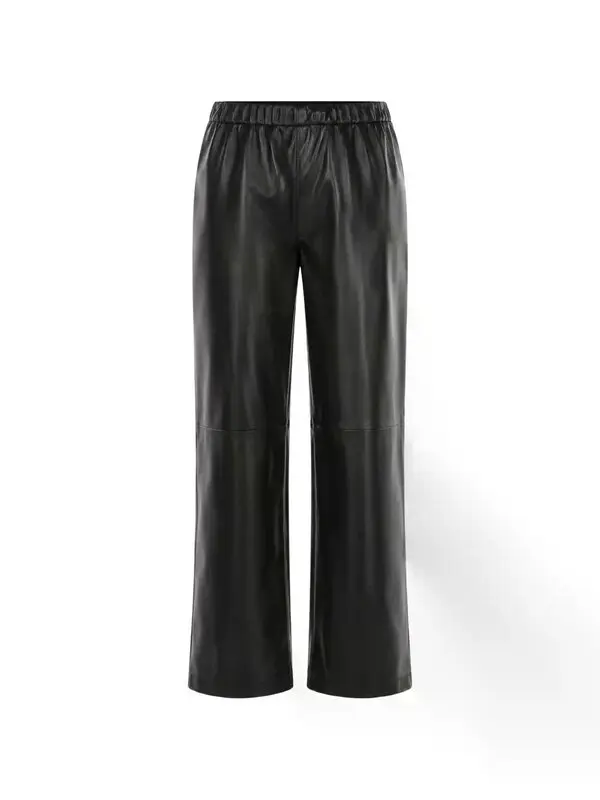 SOLOTRE Elasticated Faux-leather Trousers - Black