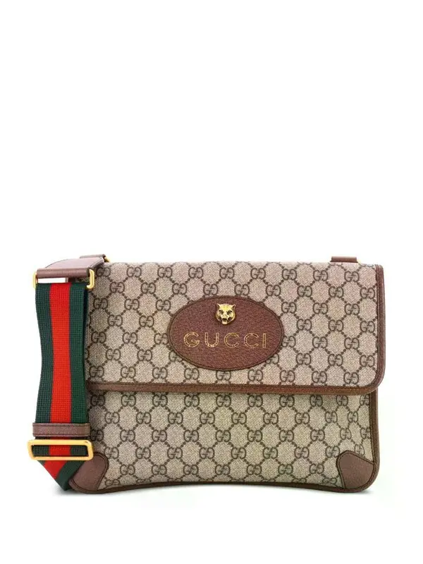 Gucci Neo Vintage Flap Messenger Gg Coated Canvas Medium Crossbody Bag - Neutrals