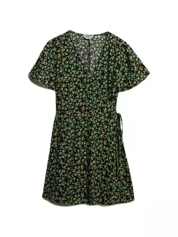 Superdry Mini Floral-print Wrap Dress - Black