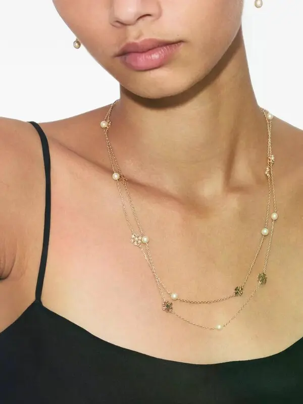 Tory Burch Moondance Long Flower Necklaces - Gold