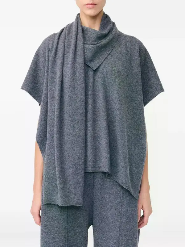 LISA YANG Asymmetrical Wrap-detail Cape - Grey