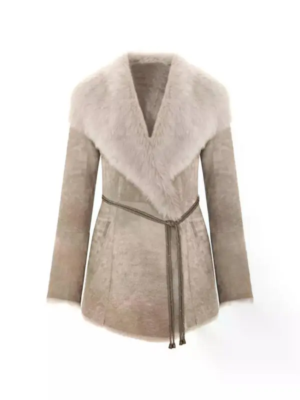 BIGARDINI Lumina Shearling-trim Belted Jacket