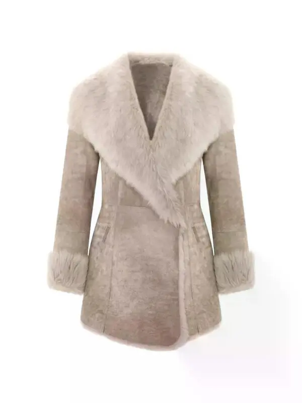 BIGARDINI Lumina Shearling-trim Belted Jacket