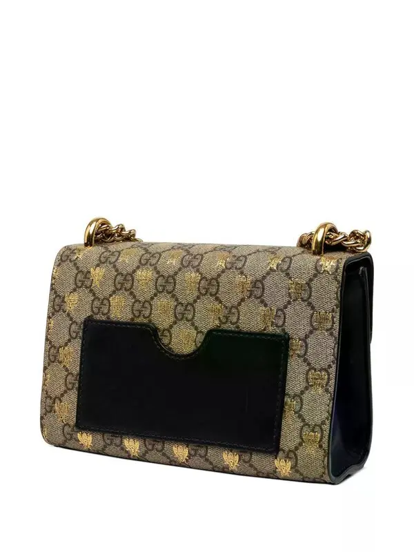Gucci 2016-2026 Small Gg Supreme Bee Padlock Crossbody Bag - Neutrals