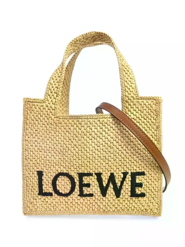 Loewe 1990-2000s Mini Logo-embroidered Tote Bag - Neutrals