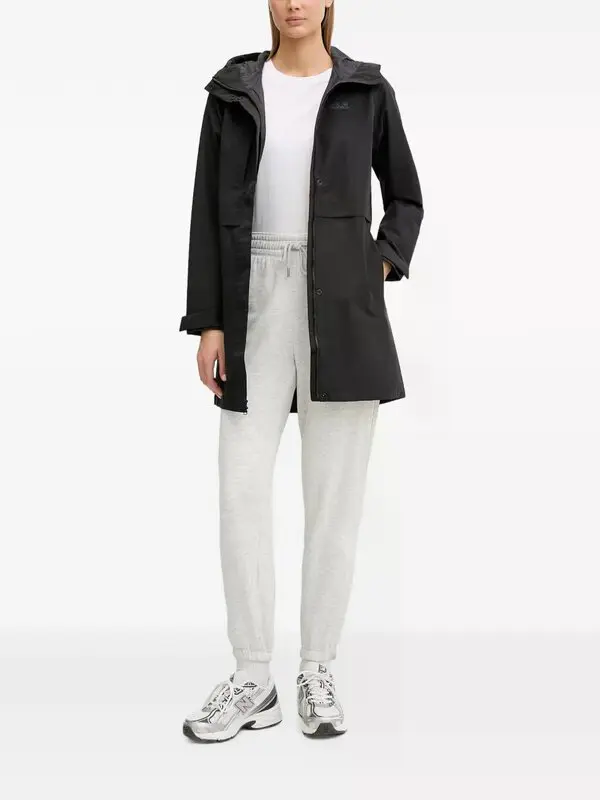 JACK WOLFSKIN Terraview Hooded Logo-print Coat - Black