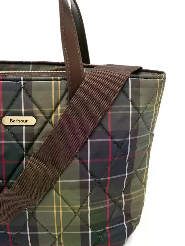 Barbour Mini Quilted Tartan-pattern Tote Bag