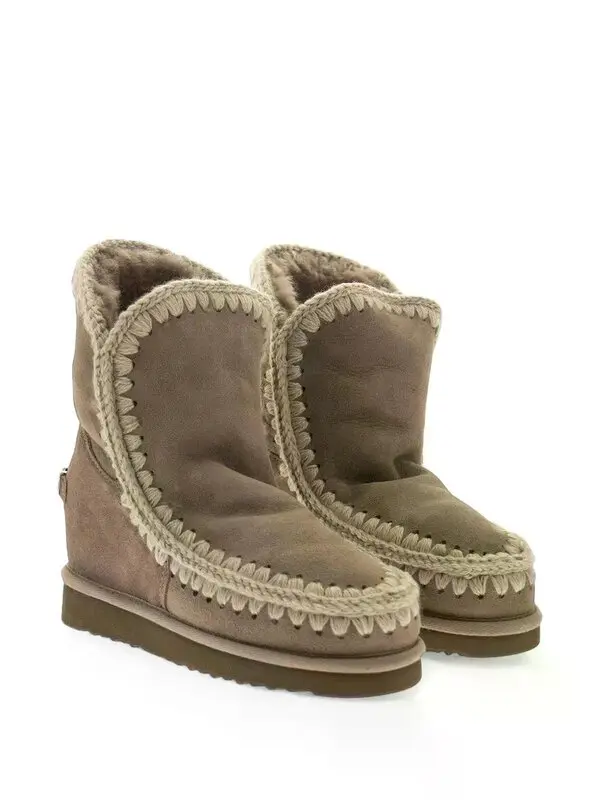 Mou Crochet-trim Ankle Boots - Brown