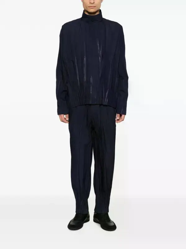 Issey Miyake Pleated-design Jacket - Blue