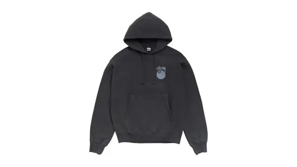 StÜssy 8 Ball Garment Dyed Hoodie - Faded Black