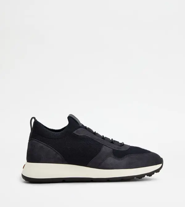 TOD'S Red Dot Sneakers In Pashmy Suede And Knit - Blue