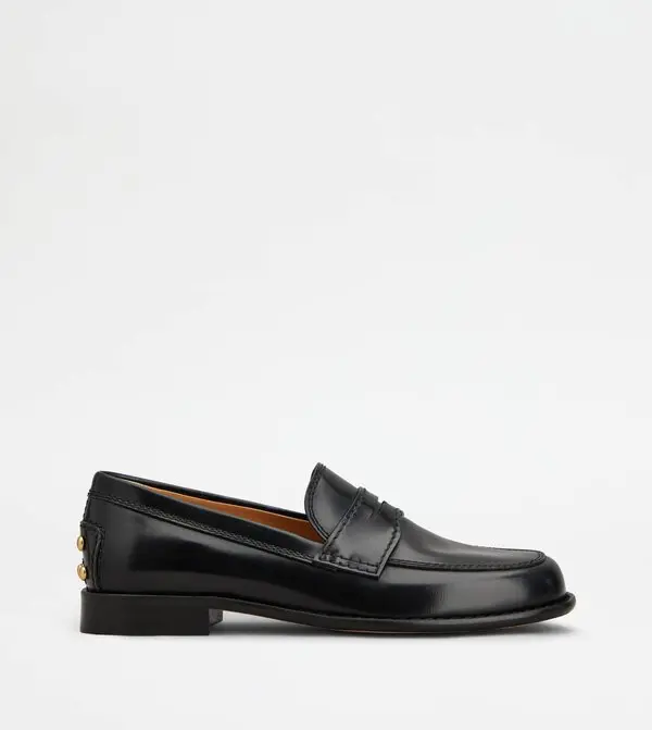 TOD'S Metal Dots Loafers In Leather - Black
