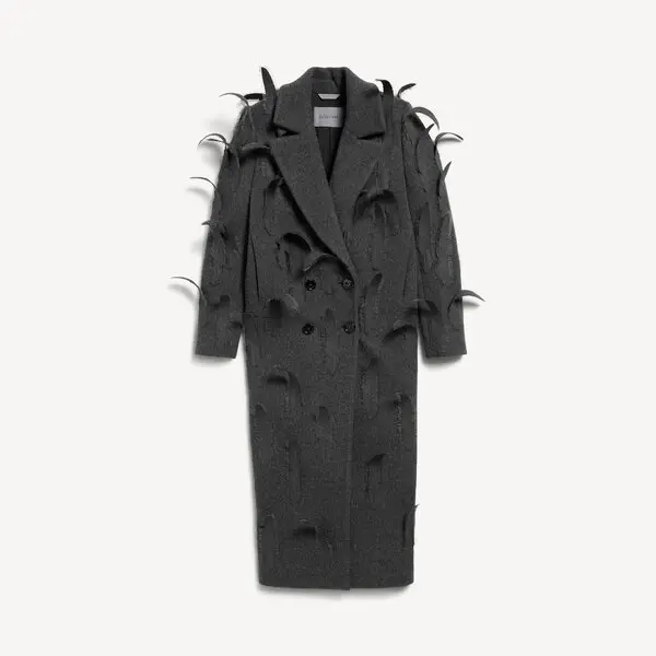 Balenciaga Feathered Embroidered Maxi Coat