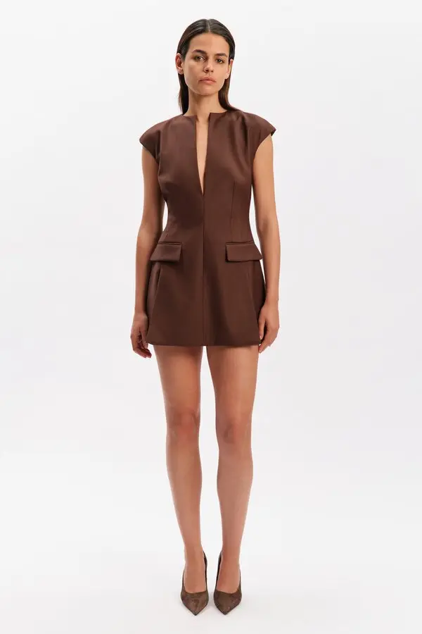 Bardot Marika A-line Mini Dress - Dark Choco