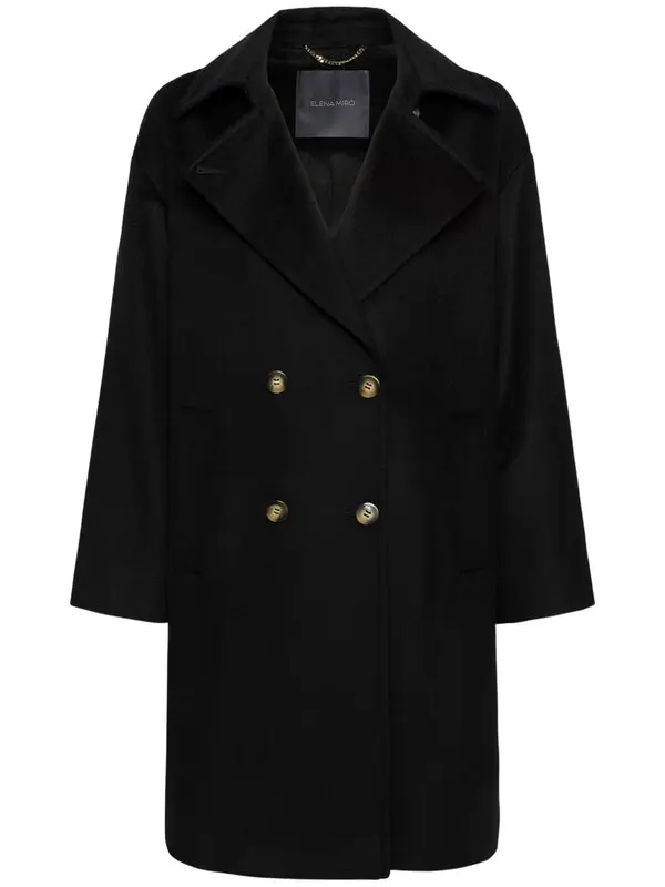ELENA MIRO` Overcoat In Drap - Black