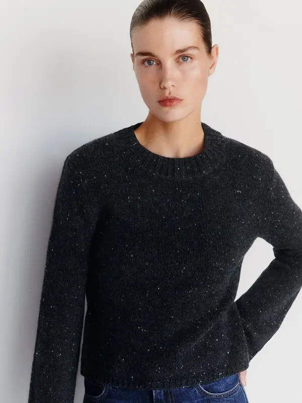 REFORMATION Ashley Regenerative Wool Crew Sweater Sheep - Black