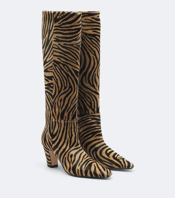 AeydĒ Silva Zebra-print Calf Hair Knee-high Boots - Brown