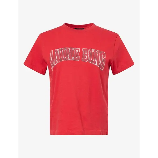 ANINE BING Shelley Logo-print Cotton T-shirt - Red
