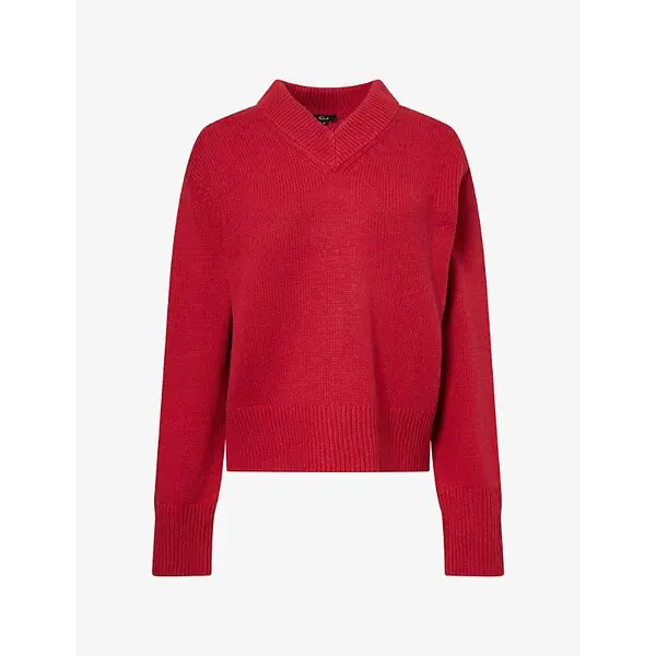 Rails Lidya V-neck Cotton, Wool And Cashmere Jumper - Crimson