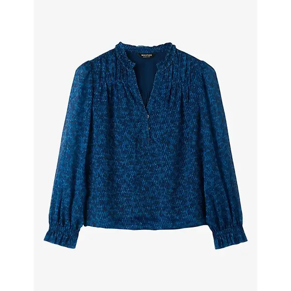 Whistles Ditsy Floral Print Woven Blouse - Blue