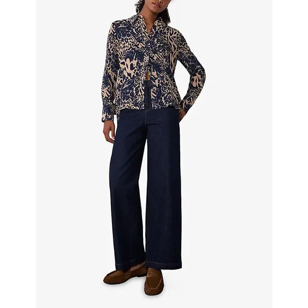 Whistles Patchwork Leopard-print Woven Shirt