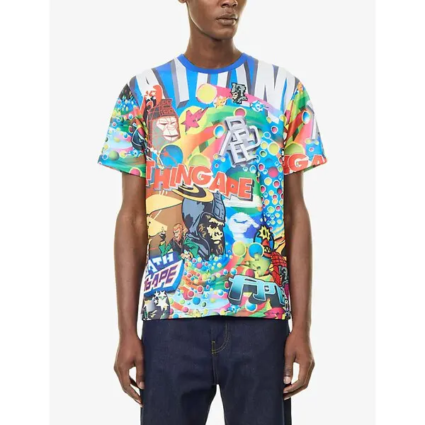 A BATHING APE Overall Graphic-print Woven T-shirt Xxl