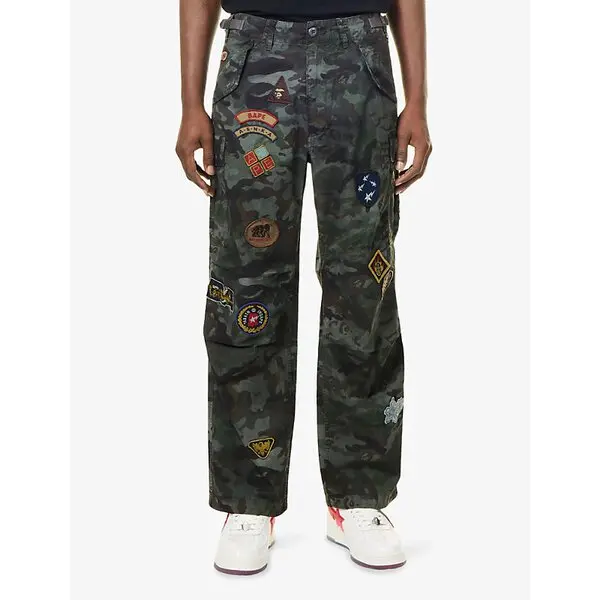 A BATHING APE Hybrid Camo-print Cargo Cotton Trousers