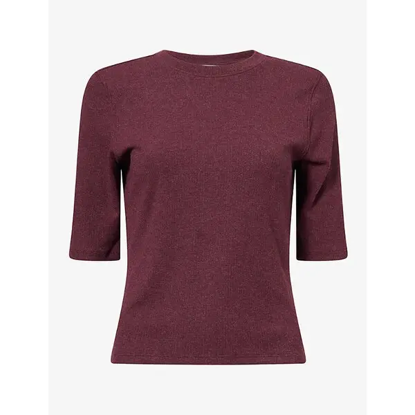 FRAME The Rib Crew Modal-jersey T-shirt - Currant Heather