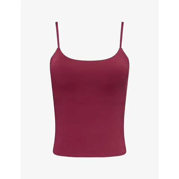 ADANOLA Logo-print Stretch-jersey Tank Top - Damson Red