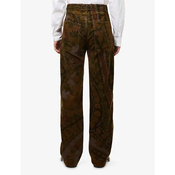 Dries Van Noten Straight-leg Cotton-corduroy Trousers - Khaki