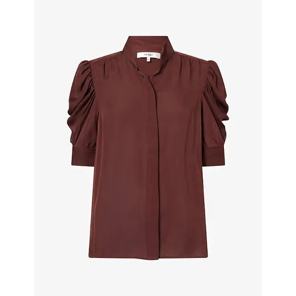 FRAME The Gillian Puff-sleeve Silk Top - Currant