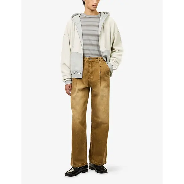FOUND Pleated Wide-leg Denim Jeans