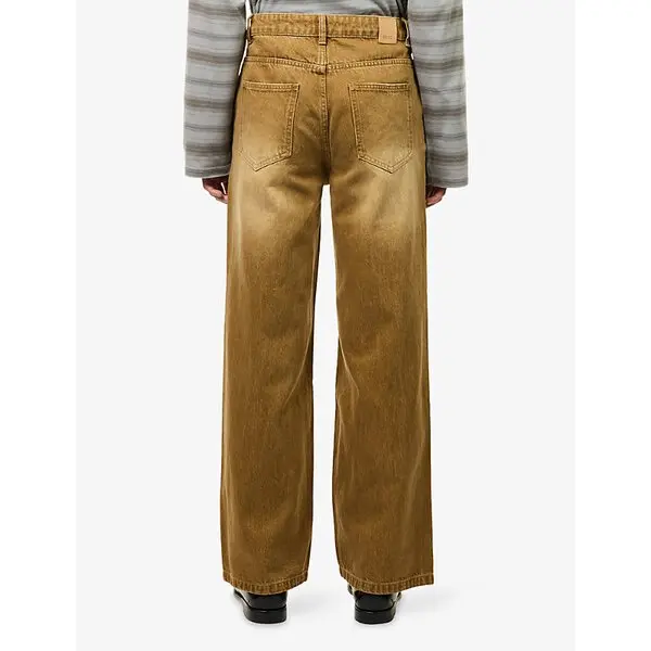 FOUND Pleated Wide-leg Denim Jeans