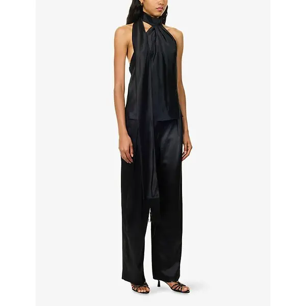 REFORMATION Sabi Halter-neck Silk Top