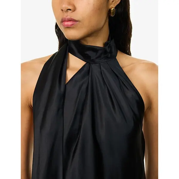 REFORMATION Sabi Halter-neck Silk Top