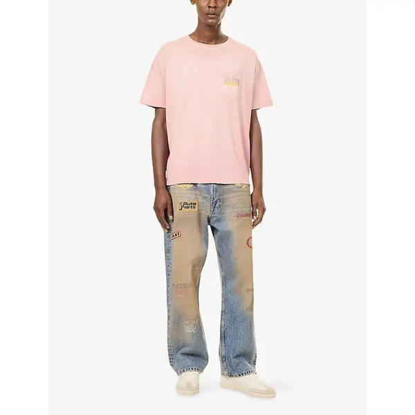DUKE + DEXTER Dr4 Eat Dirt Studded Graphic-print Cotton T-shirt - Rose