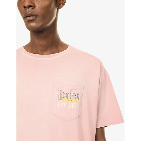 DUKE + DEXTER Dr4 Eat Dirt Studded Graphic-print Cotton T-shirt - Rose