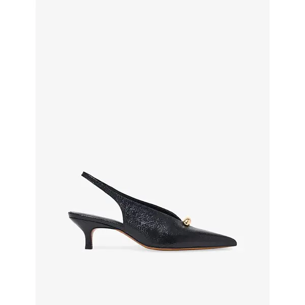 Maje Pointed Patent-leather Heeled Slingbacks - Black