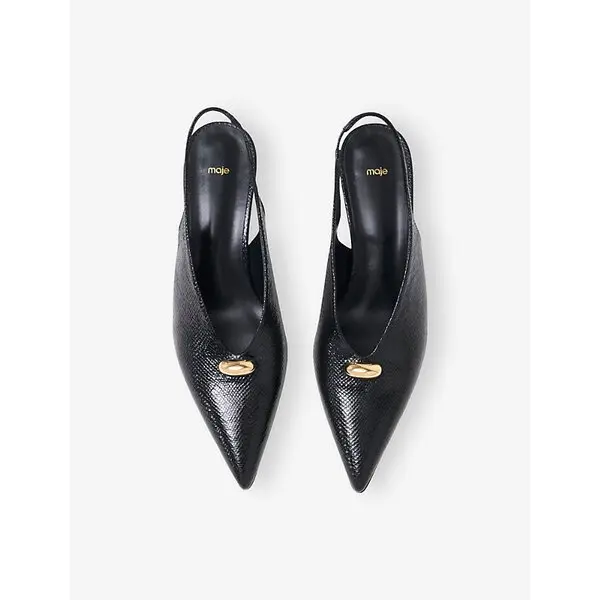 Maje Pointed Patent-leather Heeled Slingbacks