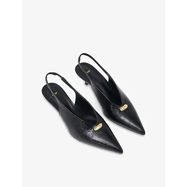 Maje Pointed Patent-leather Heeled Slingbacks