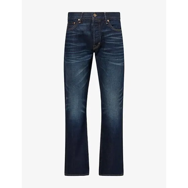 TOM FORD Selvedge Straight-leg Cotton-blend Jeans - Indigo