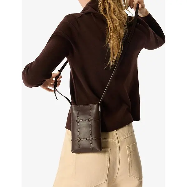 Whistles Whipstitch Leather Phone Bag