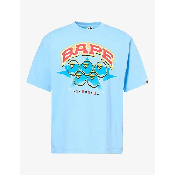A BATHING APE Twin Sta Graphic-print Cotton T-shirt Xxl - Sax